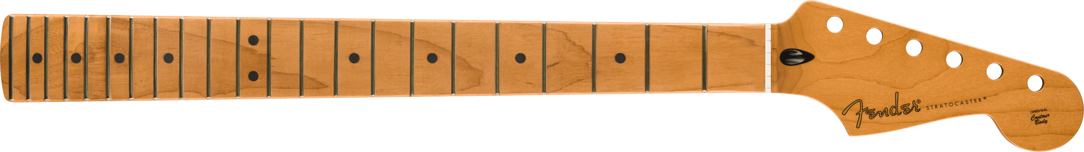 Satin Roasted Maple Stratocaster Neck, 22 Jumbo Frets, 12", Flat Oval ...